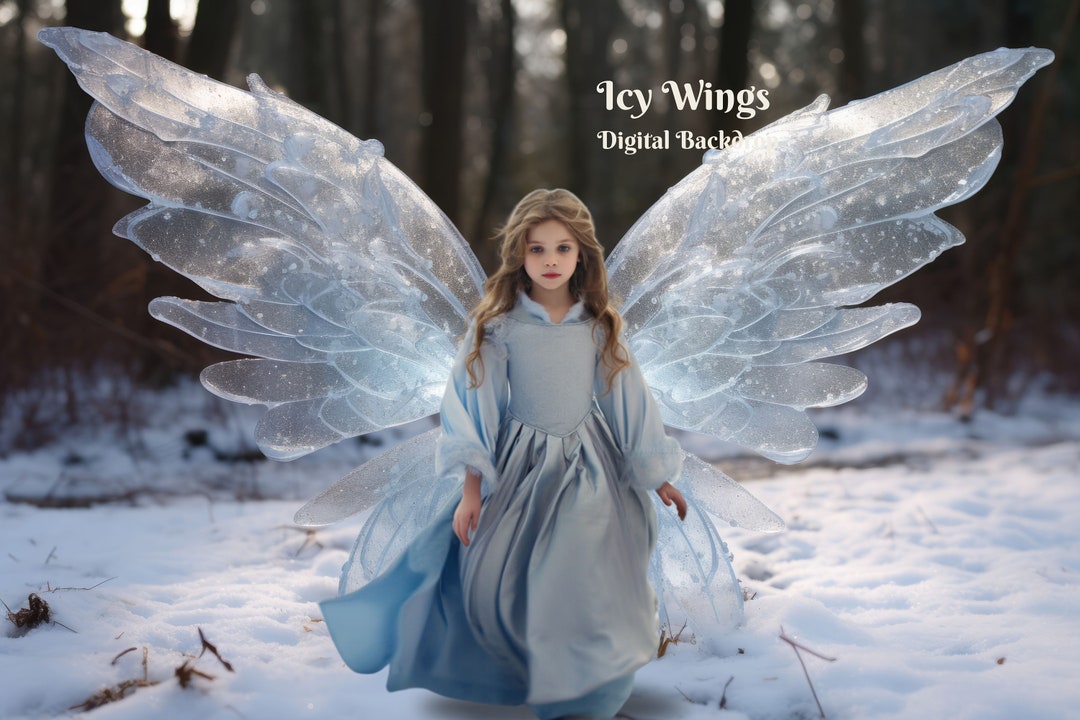 Icy Wings Digital Backdrop Magical Winter Digital Background Ice ...