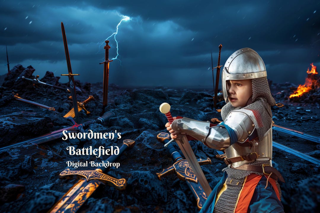 Swordmen's Battlefield Digital Backdrop Medieval War Digital Images ...