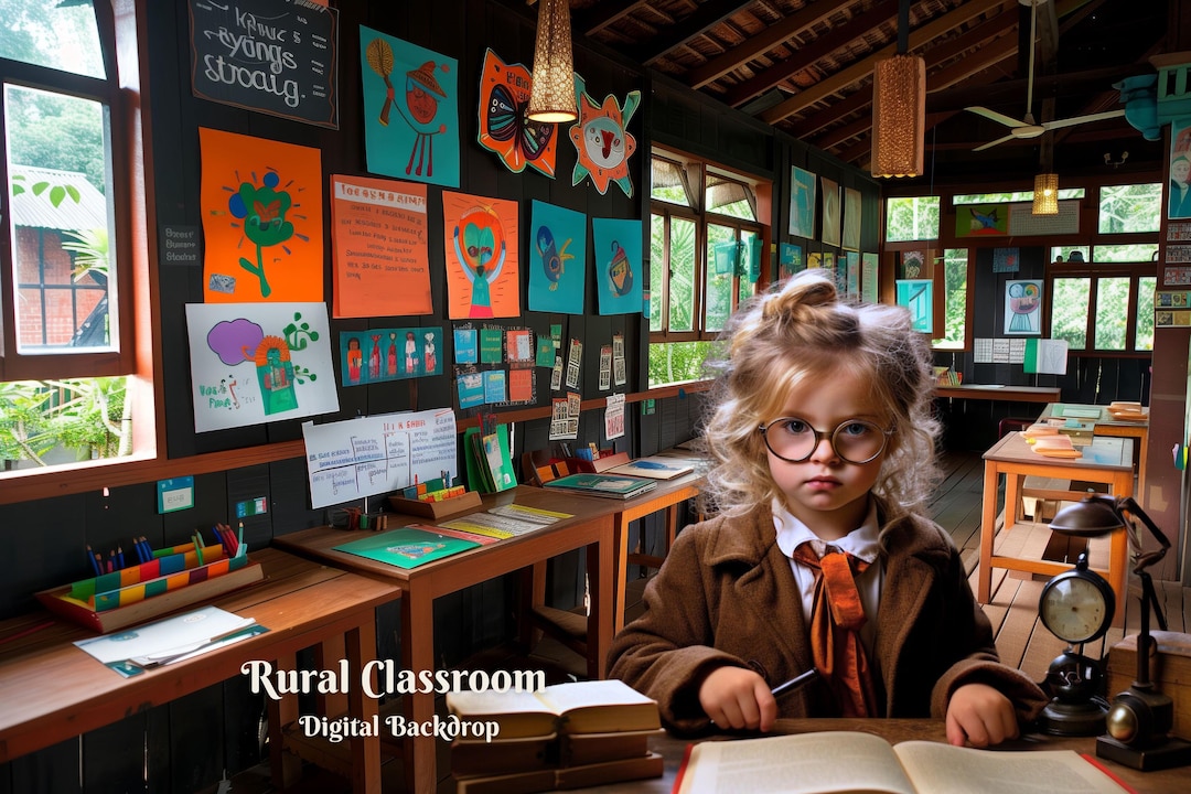 Rural Classroom Digital Backdrop Low Budget Classroom Composite Overlay ...
