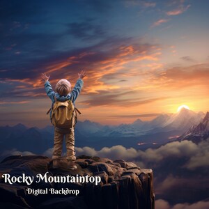 Rocky Mountaintop Digital Backdrop for Reaching Success Composite ...