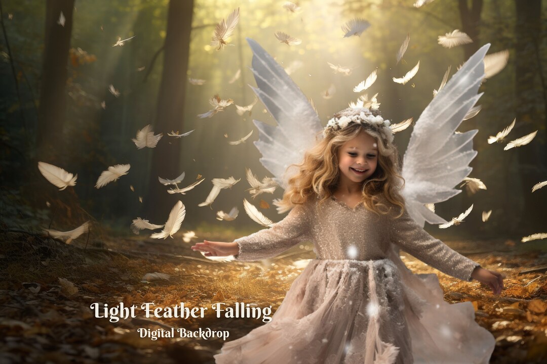 Light Feather Falling Digital Backdrop Lively Forest Digital Background ...