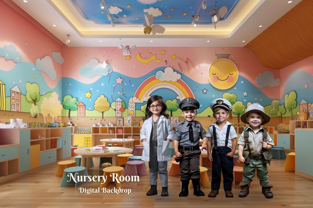 Nursery Room Digital Backdrop Kindergarten Photo Background for Toddler ...