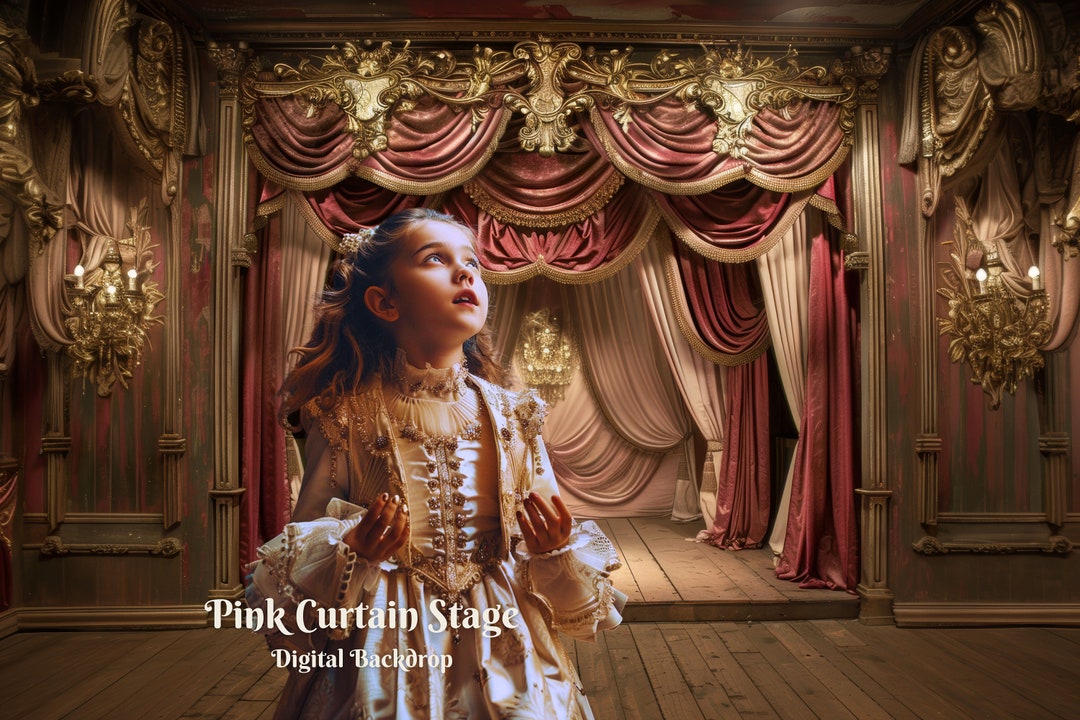 Pink Curtain Stage Digital Backdrop Classical Performance Theater ...
