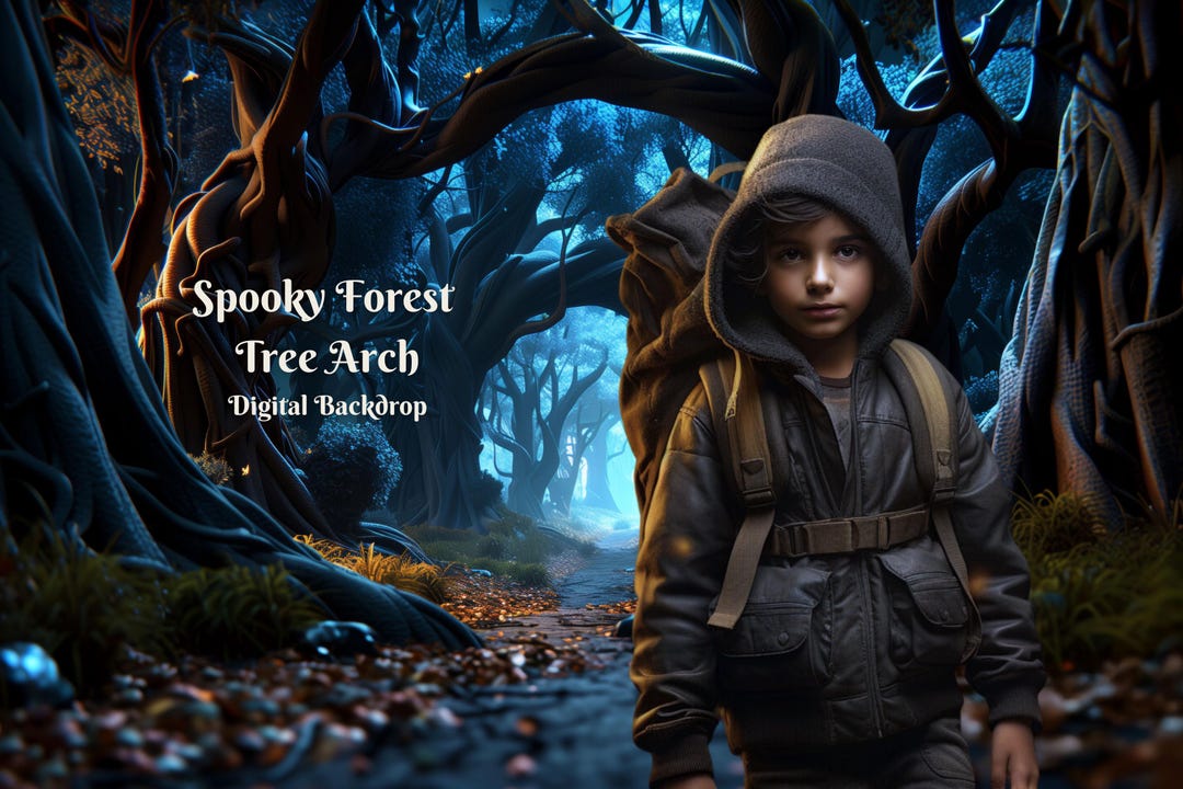 Spooky Forest Tree Arch Digital Backdrop Halloween Trees Photo ...