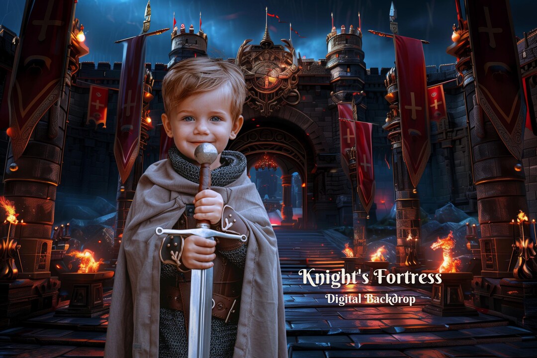 Knight's Fortress Digital Backdrop Medieval Rock Castle Digital ...