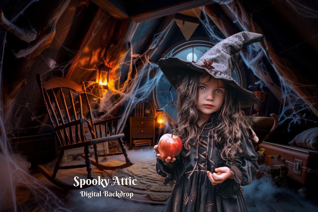 Spooky Attic Digital Backdrop Haunted House Photo Background for Scary ...