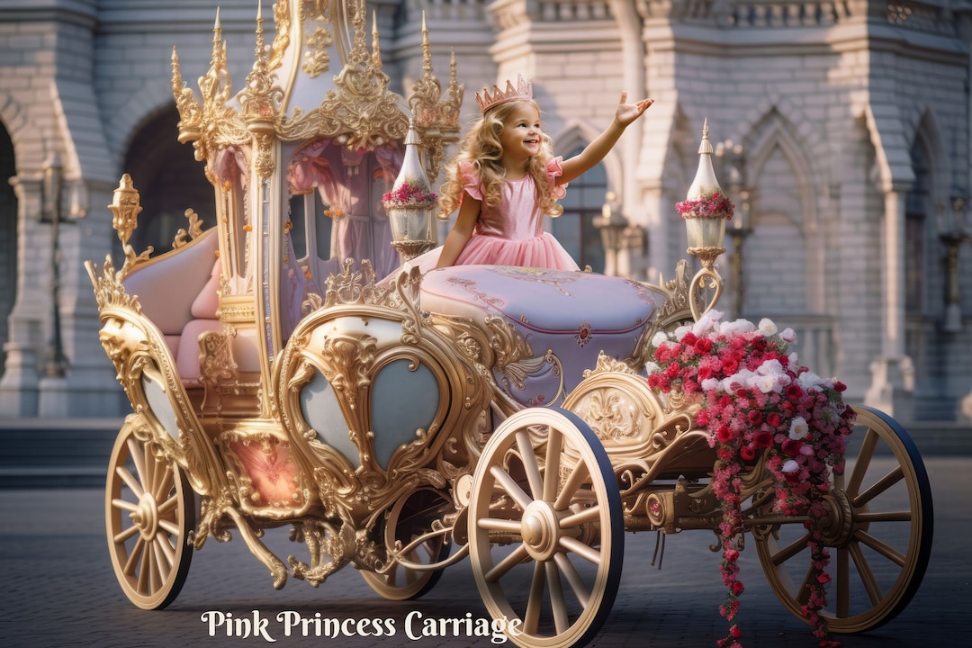 Pink Princess Carriage Digital Backdrop Royal Princess Carriage Digital ...