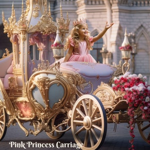 Pink Princess Carriage Digital Backdrop Royal Princess Carriage Digital ...