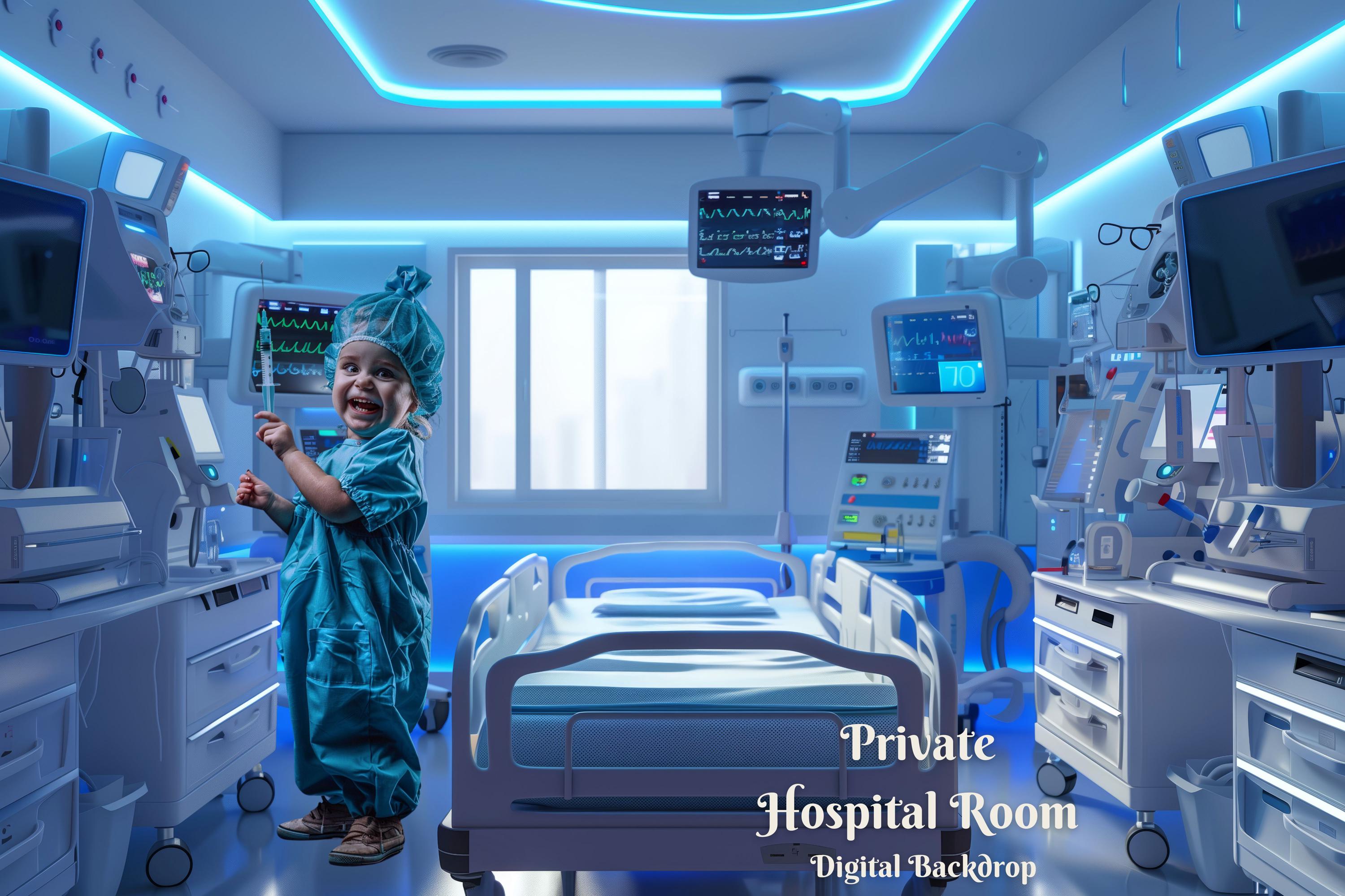 Private Hospital Room Digital Backdrop Hospital Room Background Medical ...