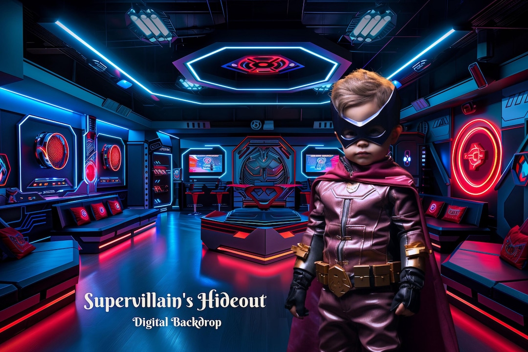 Supervillain's Hideout Digital Backdrop for Futuristic Bunker Tech ...