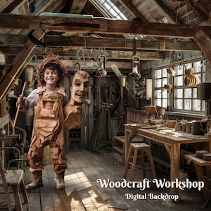 Woodcraft Workshop Digital Backdrop Wood Carver Background for Little ...