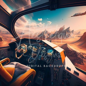 Airplane Pilot Digital Backdrop Plane Cockpit Background Profession ...