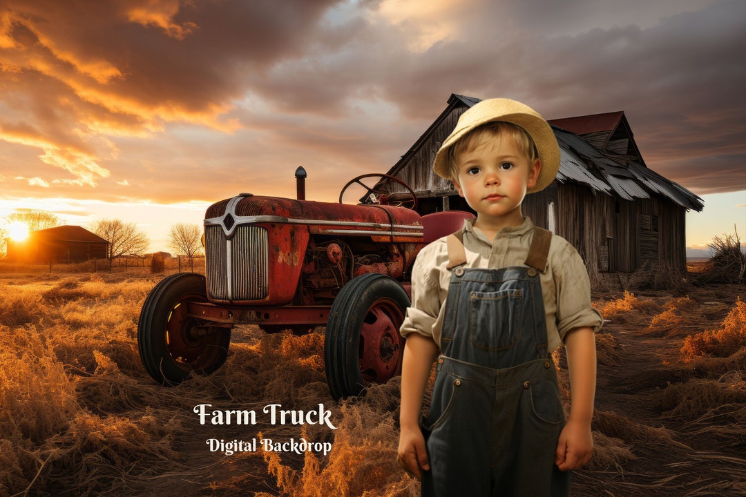 Farm Truck Digital Backdrop Little Farmer Digital Background ...