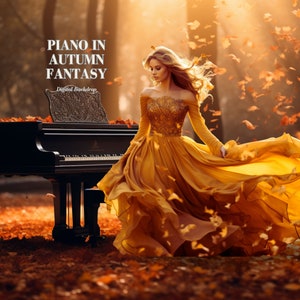 Piano in Autumn Fantasy Digital Backdrop Autumn Dreams Digital ...