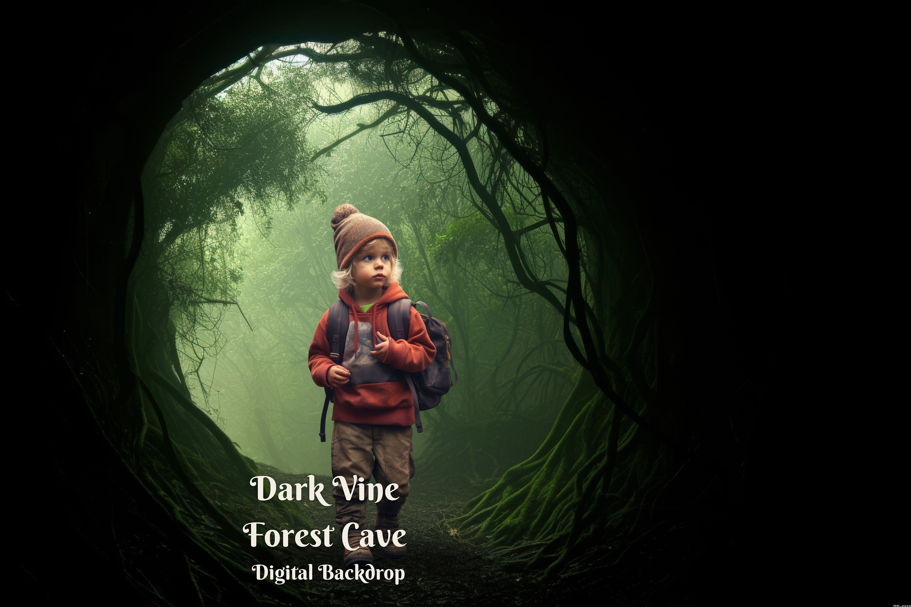 Dark Vine Forest Cave Digital Backdrop for Dark Cave Composite Images ...