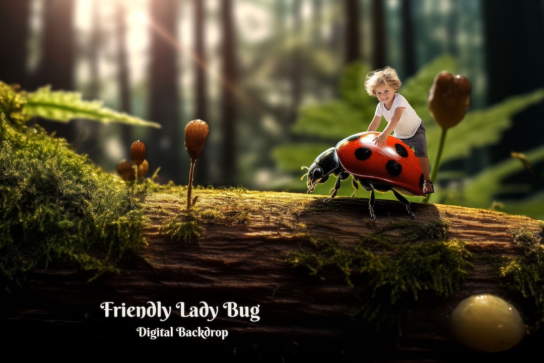 Friendly Lady Bug Digital Backdrop Life of a Bug Photo Background for ...