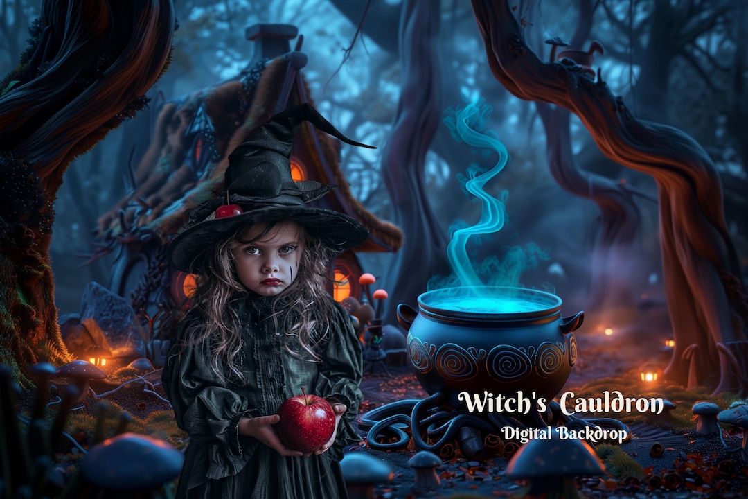 Witch's Cauldron Digital Backdrop Haunted House Photo Background for ...