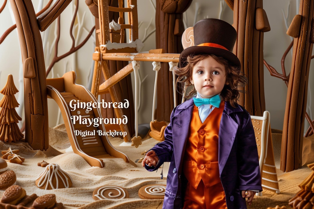 Gingerbread Playground Digital Backdrop Outdoor Amusement Park Photo ...