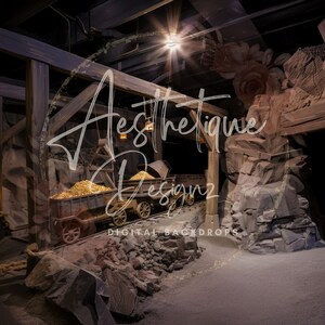 Gold Mining Cart Digital Backdrop Gold Miner's Camp Digital Background Gold Fillings Digital ...