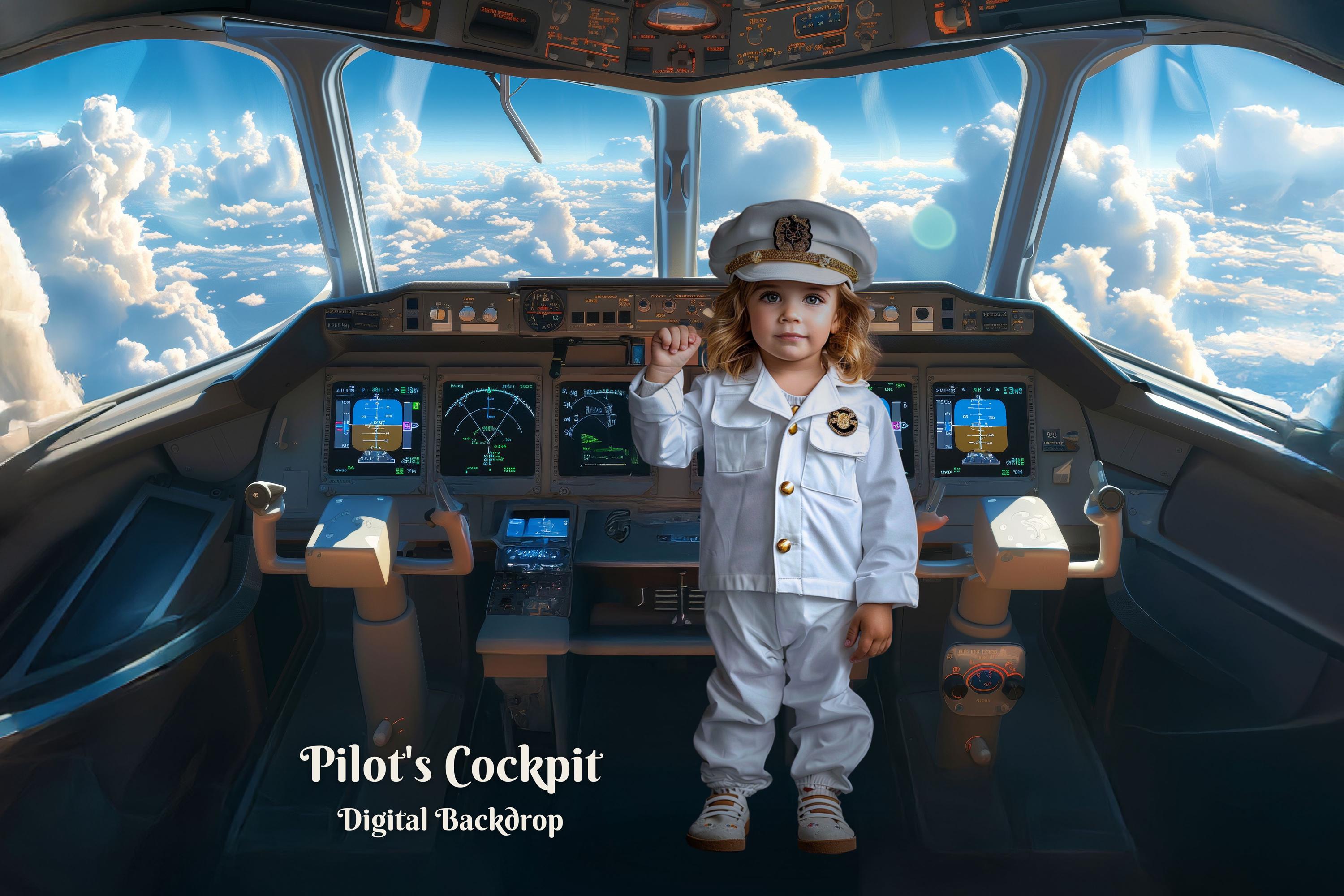 Airplane Pilot Digital Backdrop Plane Cockpit Background Profession ...