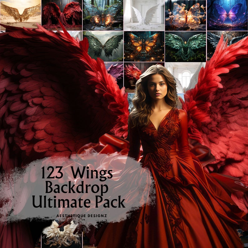 123 Multi-color Wings Digital Background Giga Pack Fantasy - Etsy