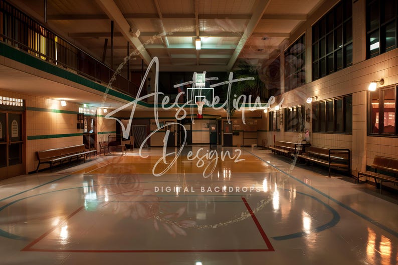 Basketball Gymnasium Digital Backdrop for College Basketball Gym ...