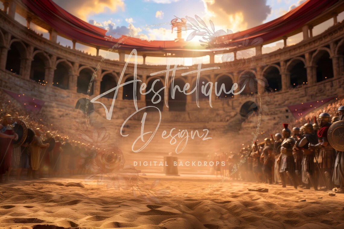 Gladiators on Arena Stadium Digital Backdrop for Champions Fight ...
