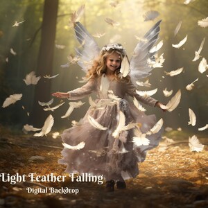 Light Feather Falling Digital Backdrop Lively Forest Digital Background ...