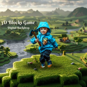 3D Blocks Game Digital Backdrop for 3D Computer Game Composite Images ...