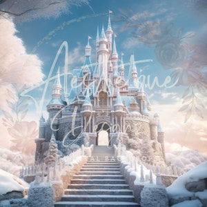 Blue Castle Digital Backdrop Princess Palace Photo Background Royal ...
