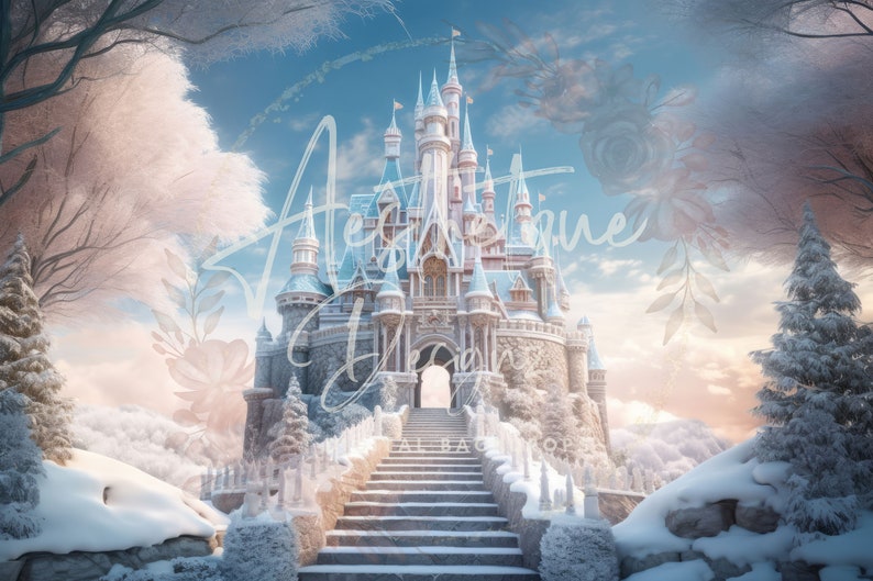 Blue Castle Digital Backdrop Princess Palace Photo Background - Etsy