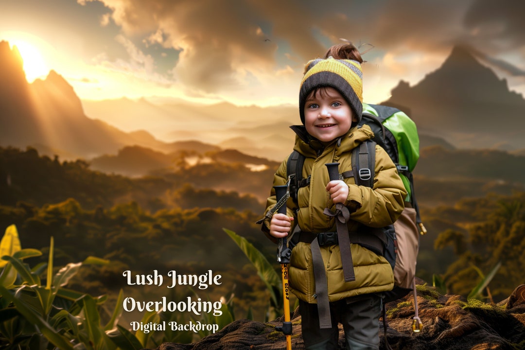 Lush Jungle Overlooking Digital Backdrop Beautiful Nature Digital ...