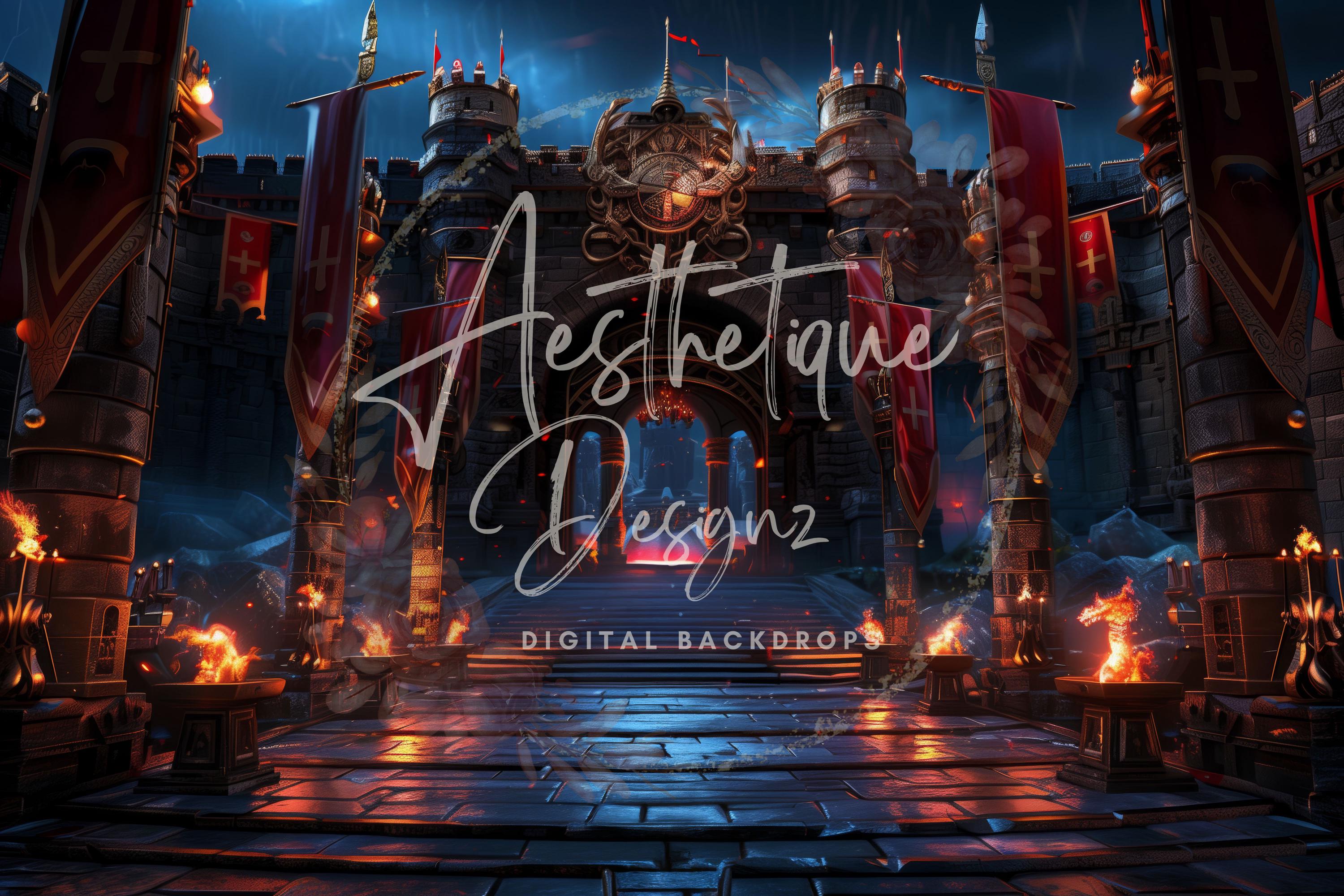Knight's Fortress Digital Backdrop Medieval Rock Castle Digital ...
