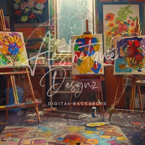 Artist's Canvas Digital Backdrop Art Studio Photo Background for Kid ...