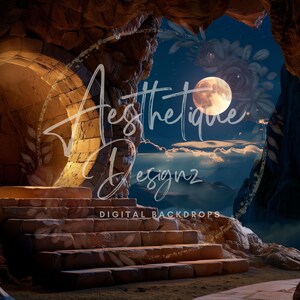 Rolling Stone Tomb at Night Digital Backdrop Biblical Sepulcher Digital ...
