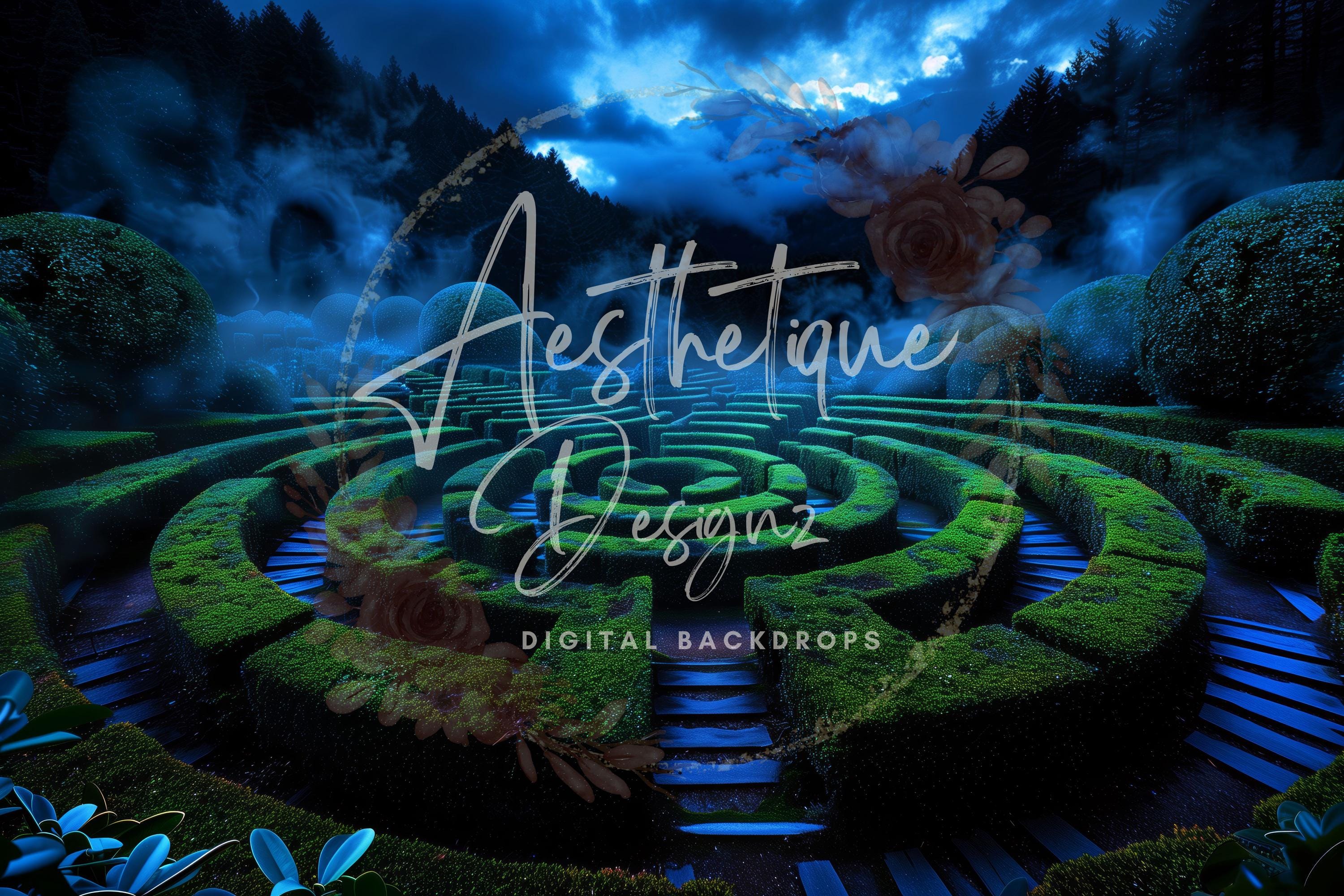 Garden Maze Labyrinth Digital Backdrop for Nature Composite Images Confusing Labyrinth Digital ...