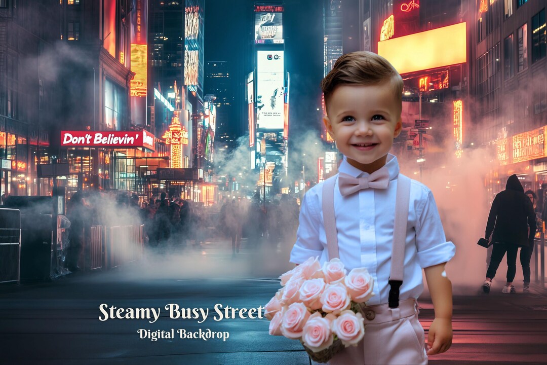 Smoky Busy Street Digital Backdrop for Crowded City Composite Images ...