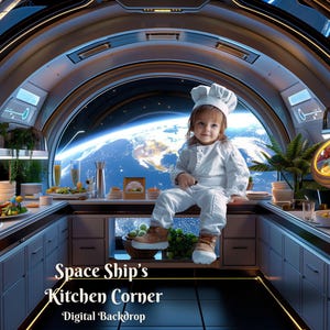 Space Ship's Kitchen Corner Digital Backdrop for Advanced Future ...