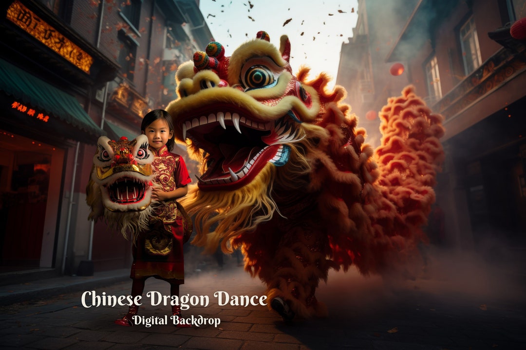 Chinese Dragon Dance Digital Backdrop for Chinese New Year Photo ...