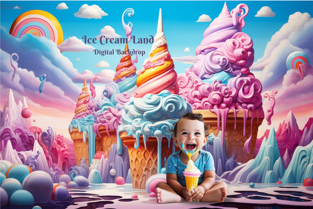 Ice Cream Land Digital Backdrop Sweet Lover Digital Background Sweet Tooth Digital Backdrop for ...