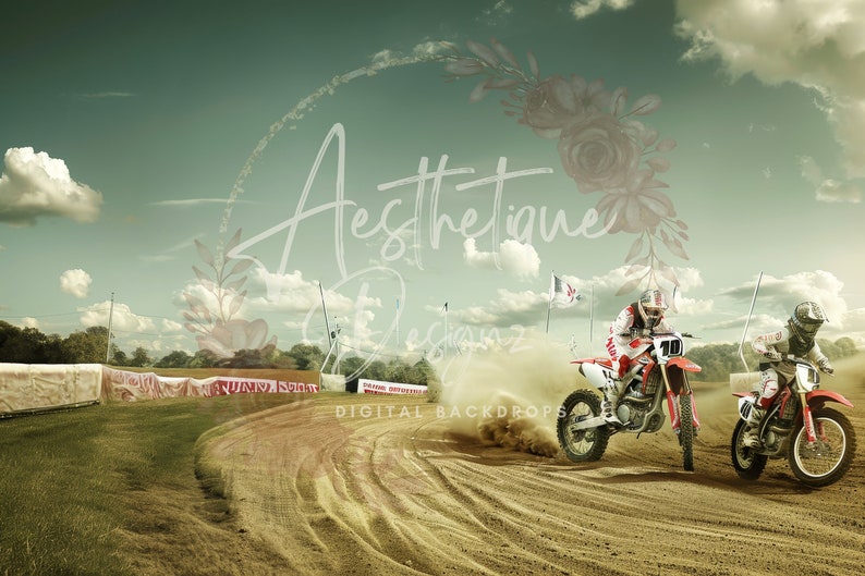Motocross Track Digital Backdrop Dirt Bike Rider Photography Background ...