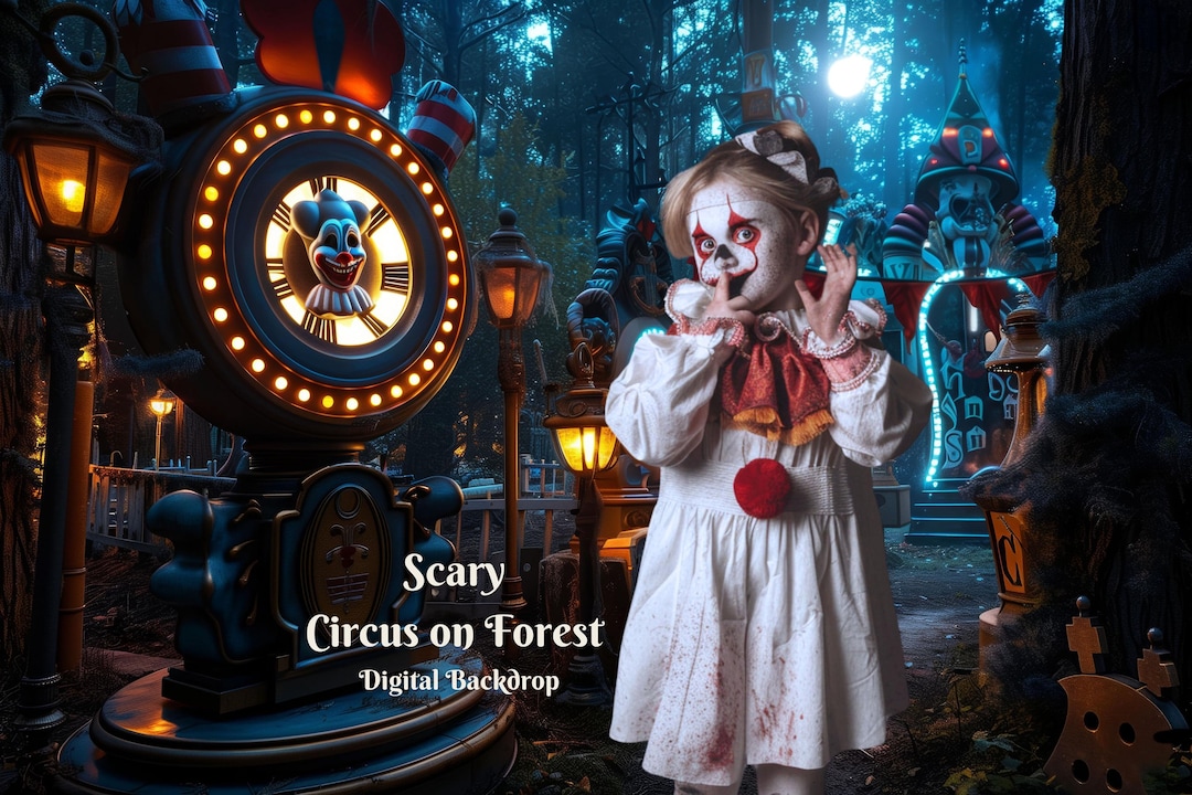 Scary Circus on Forest Digital Backdrop Eerie Circus Photo Background ...