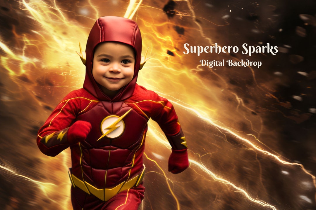 Superhero Sparks Digital Backdrop Superhero Speed Power Photo ...