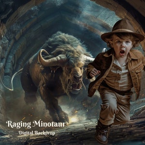 Raging Minotaur Digital Backdrop Bull Rampage Digital Background for ...