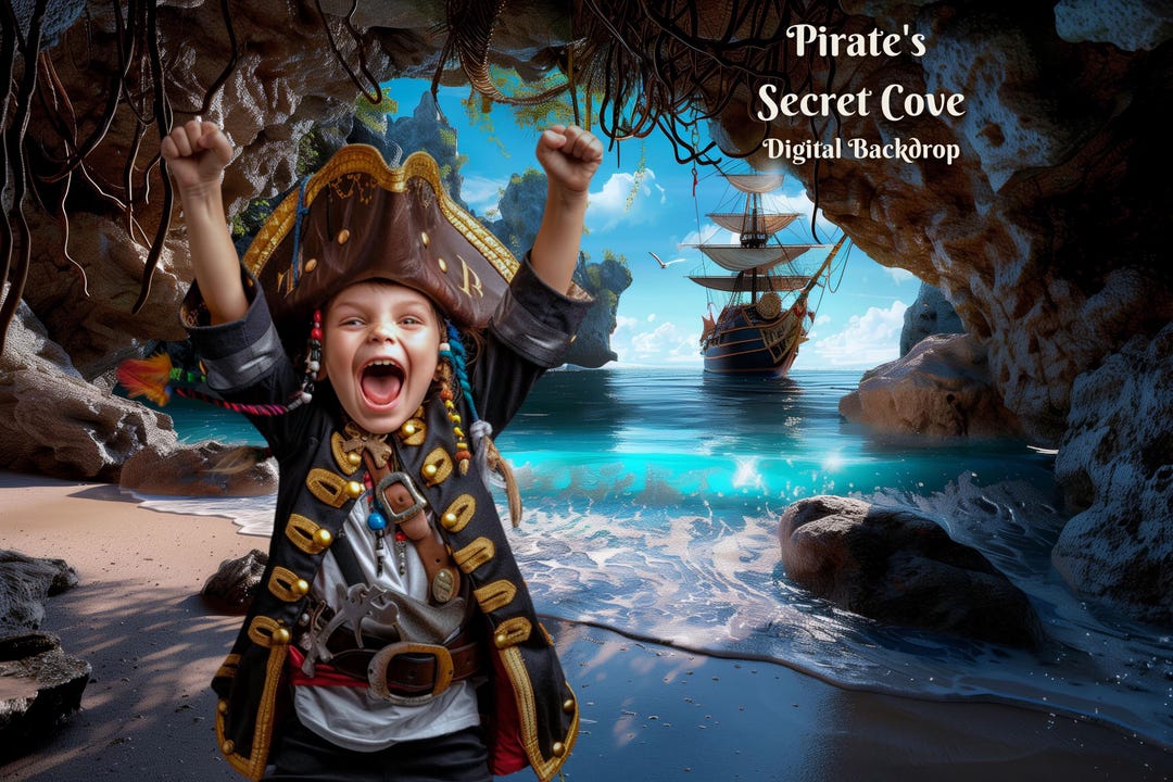 Pirate's Secret Cove Digital Backdrop Hidden Treasure Photo Background ...