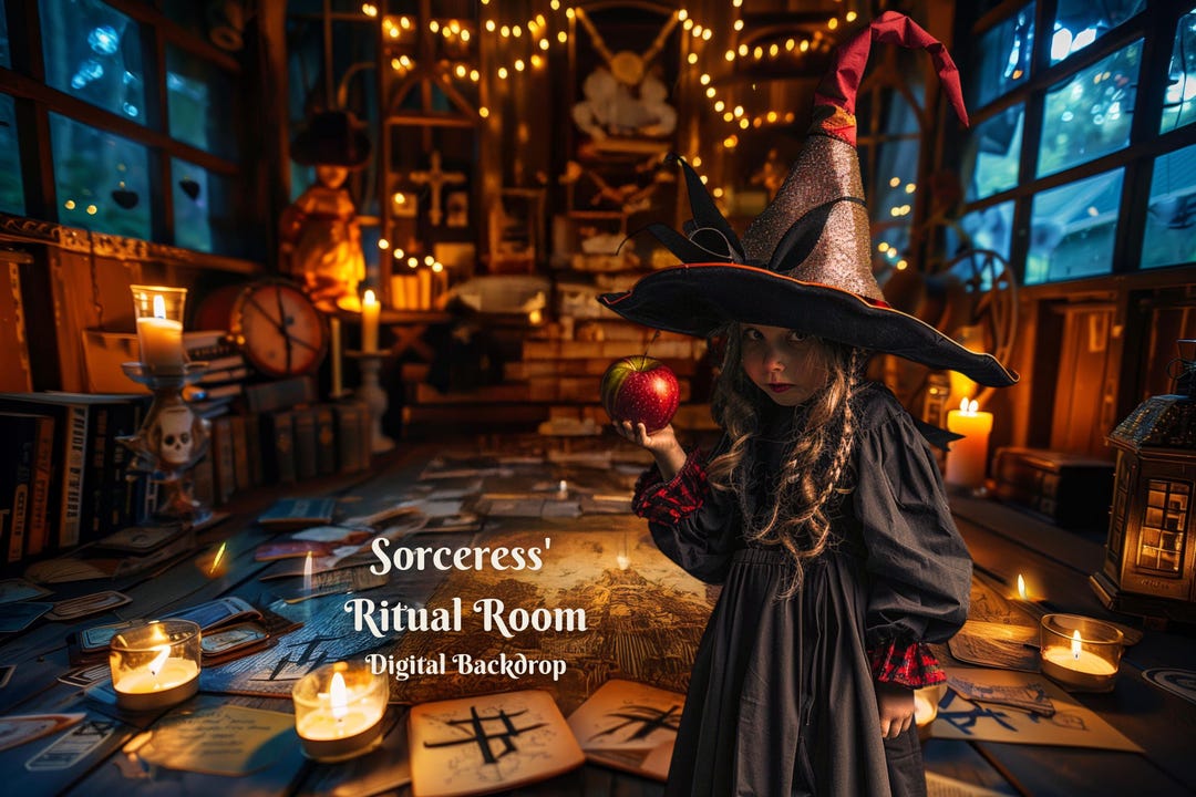 Sorceress' Ritual Room Digital Backdrop Haunted House Photo Overlay for ...