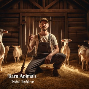Barn Animals Digital Backdrop Hay Barn Background Stable Digital ...