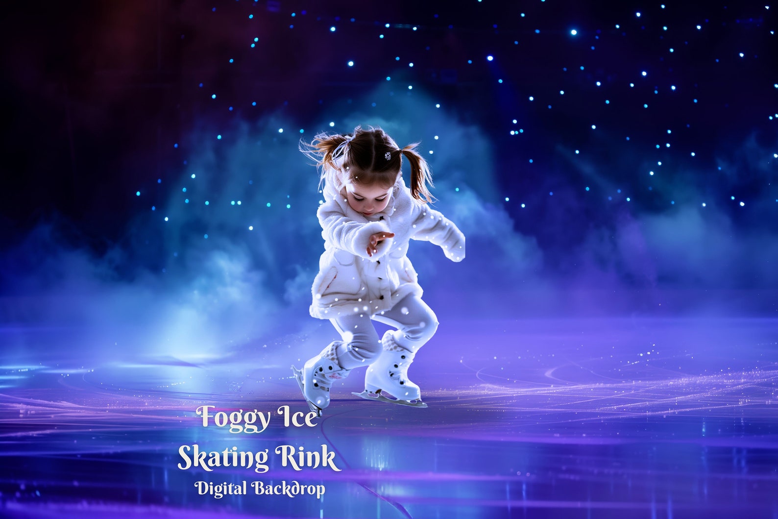 Foggy Ice Skating Rink Digital Backdrop Magical Dance on Ice Digital ...
