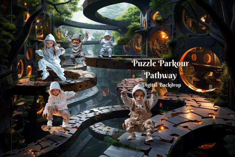 Puzzle Parkour Pathway Digital Backdrop Game Roadway Background ...
