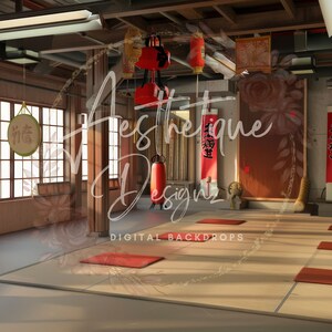 Karatedo Dojo Digital Backdrop Old Karate Gym Digital Background ...